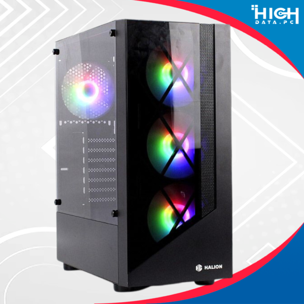 CASE GAMER HALION DRAGON CR15 NEGRO 500W 4x12 RAINBOW VIDRIO - High Data PC